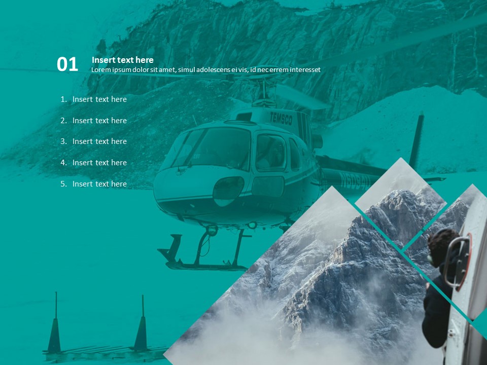 Snow Mountain Rescue Helicopter - PowerPoint Template Free