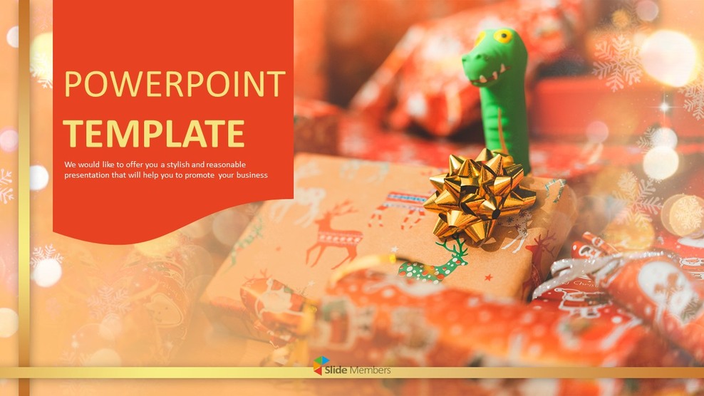 Free PowerPoint Templates - Cute Christmas Gift|Slides