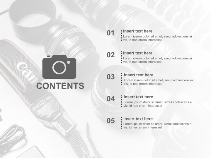 Camera Equipment - Free Keynote Template Download|Slides