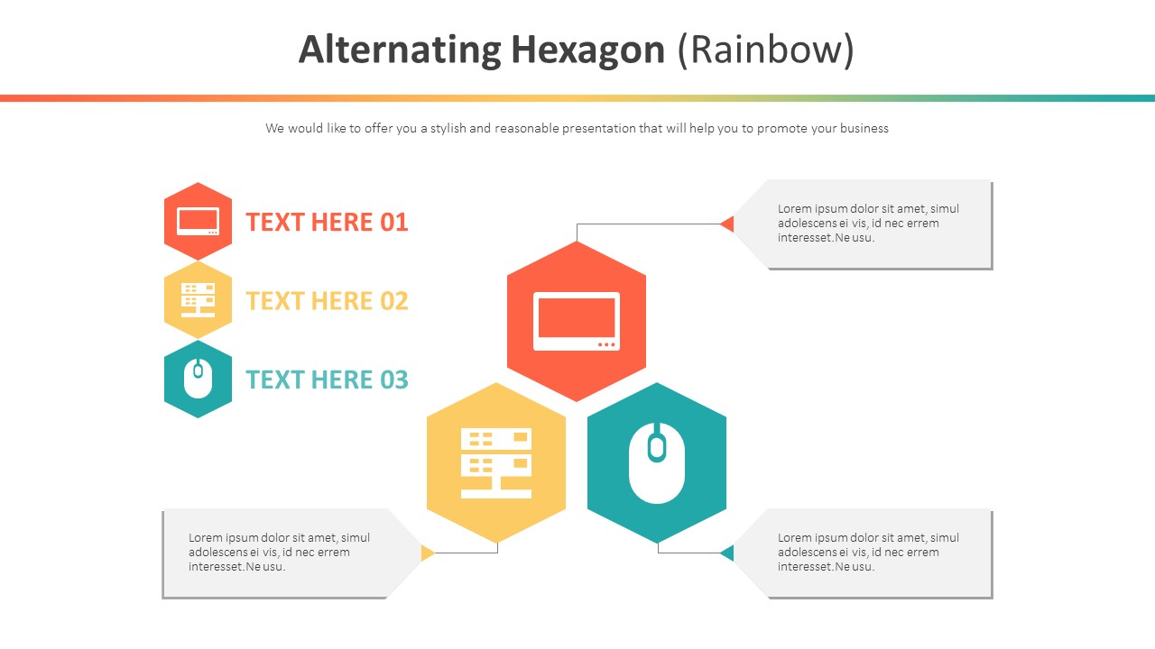Alternating Hexagon Diagram (Rainbow)