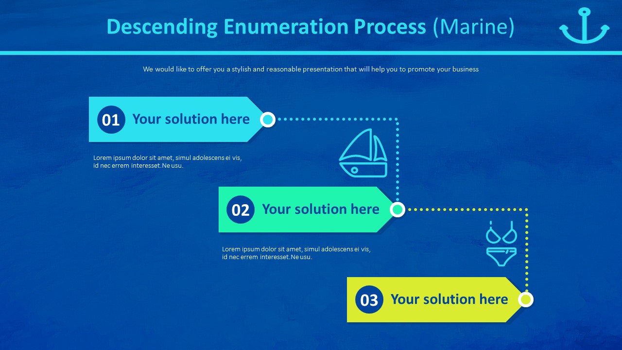 Free Descending Enumeration Process Diagram (Marine)|Slides