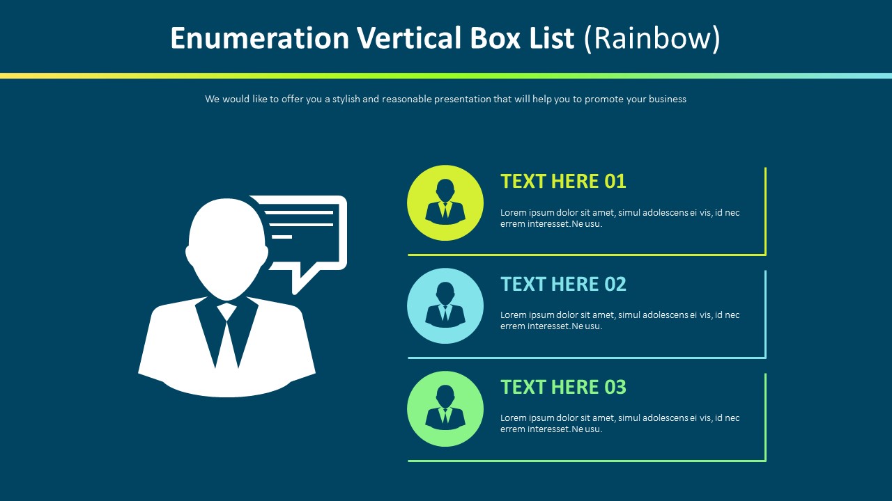 Enumeration Vertical Box List Diagram (Rainbow)