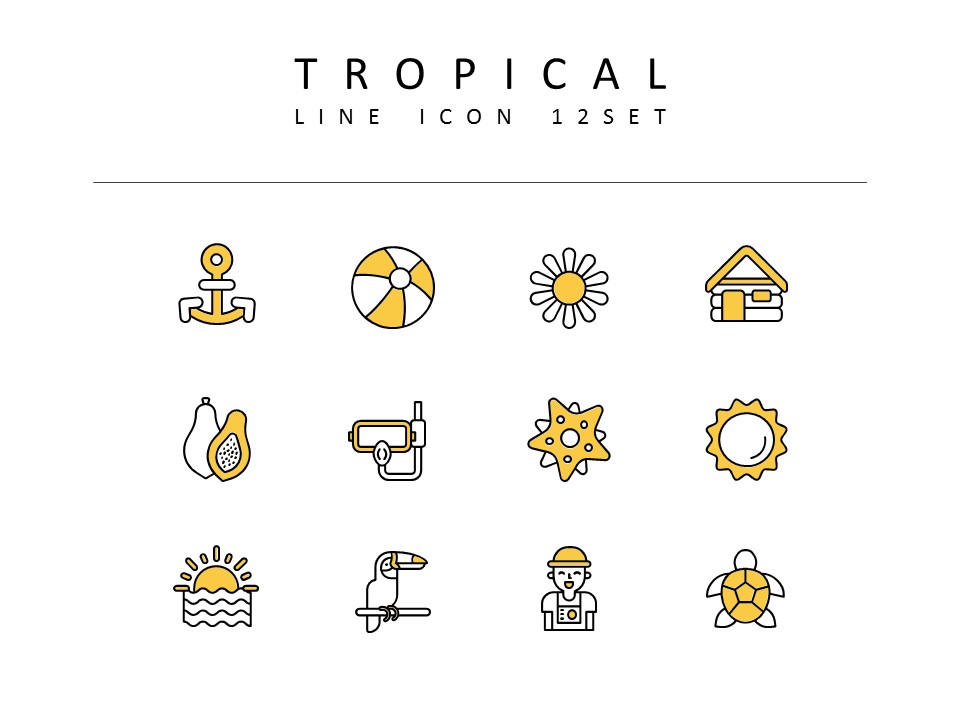 Tropical Icons Set Vector