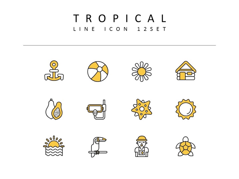 Tropical Icons Set Vector