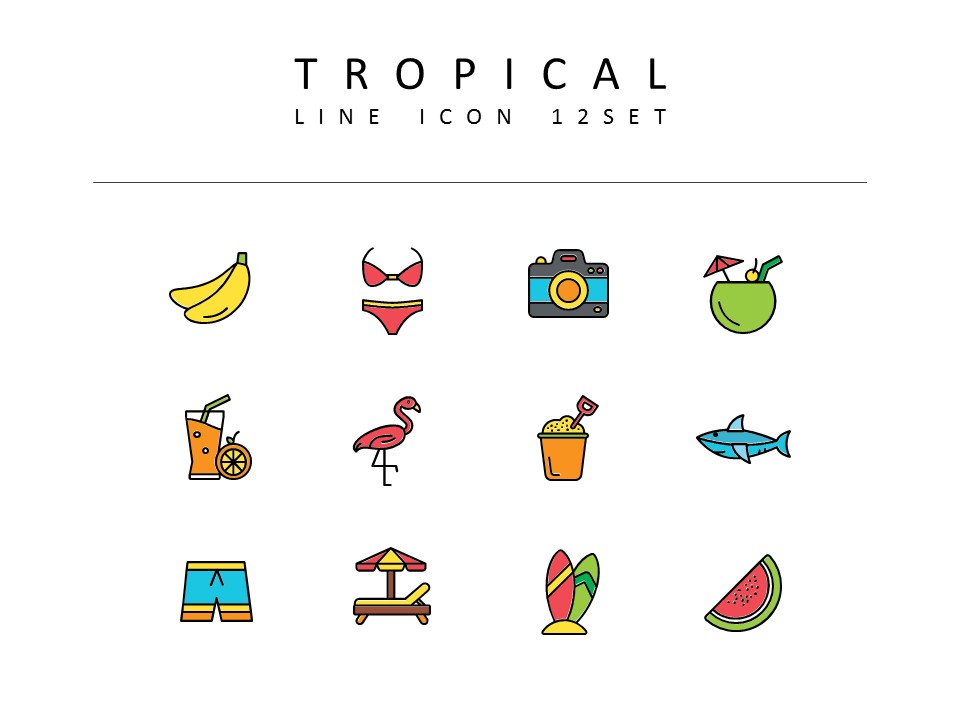 Tropical Icons Set Vector