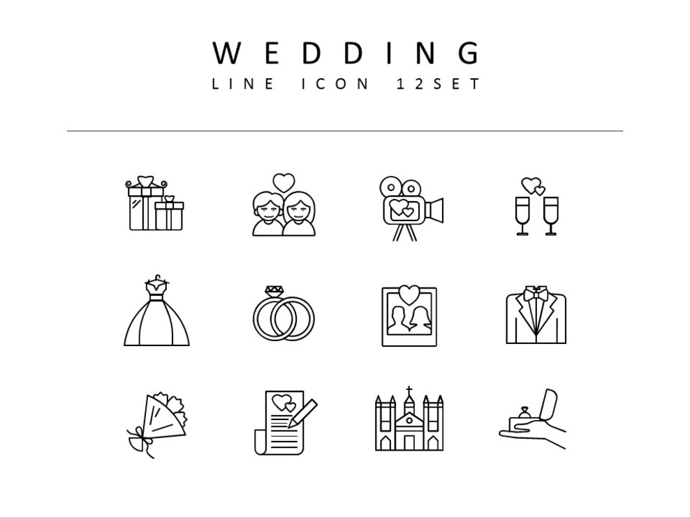 Wedding Flat Design Icons