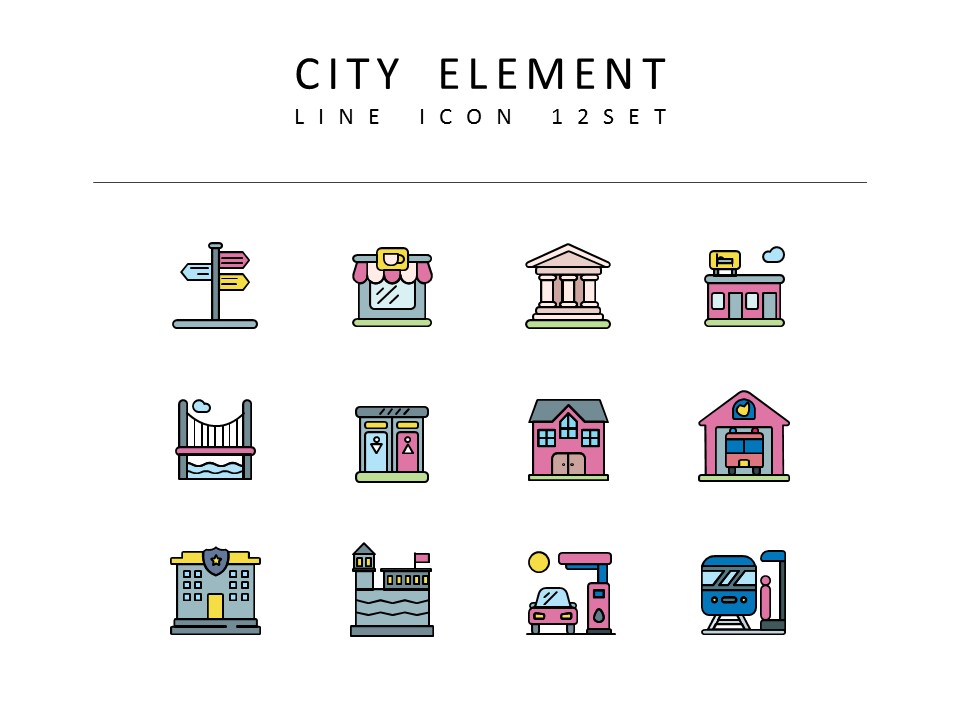 City Element Vector Icons Set