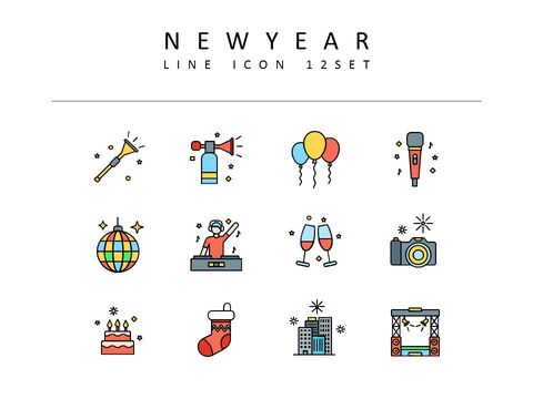New year Icons Set