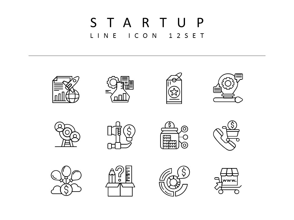 Puesta en marcha Vectores de iconos