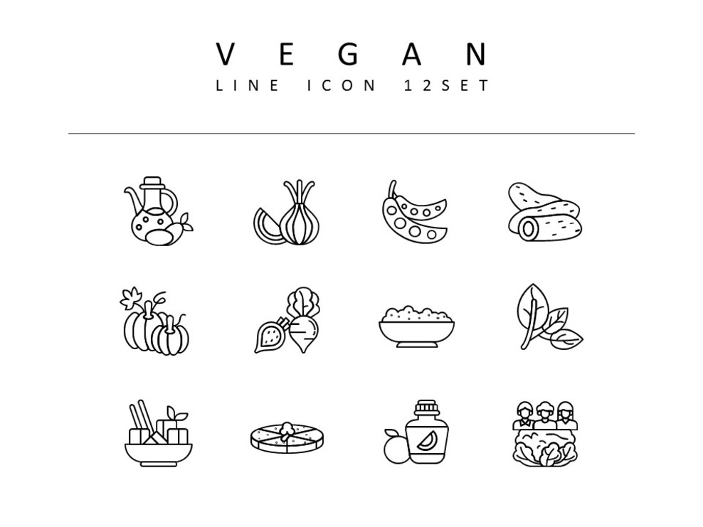 Vegan Vector Icons Set