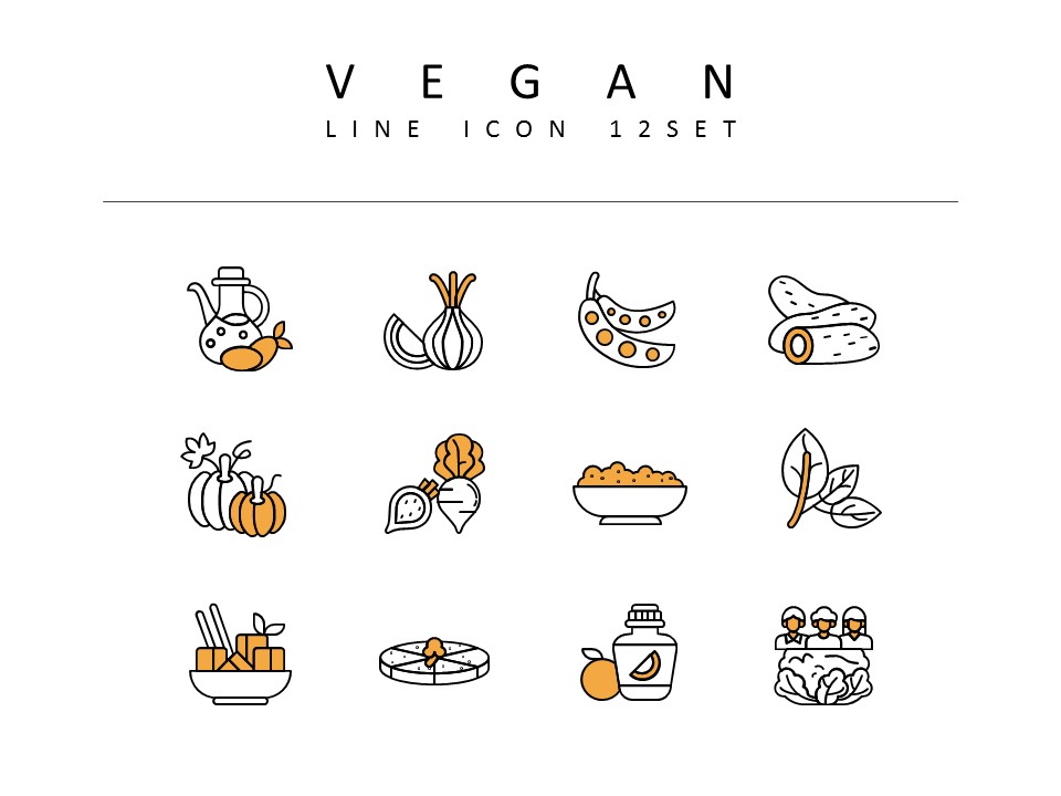 Vegan Vector Icons Set