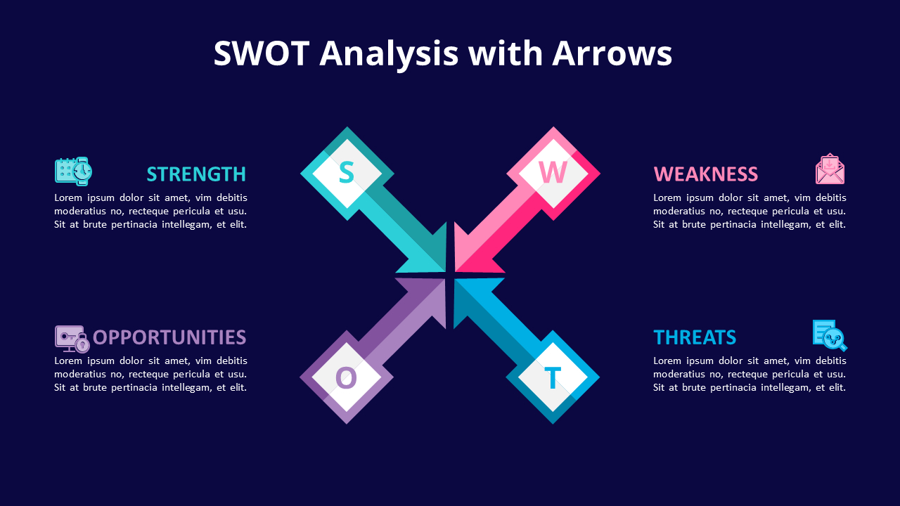 SWOT Analysis with Icons Diagram