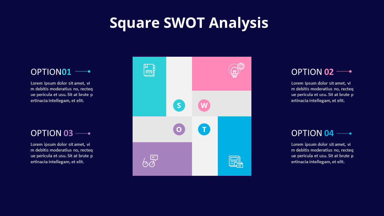 SWOT Analysis with Icons Diagram