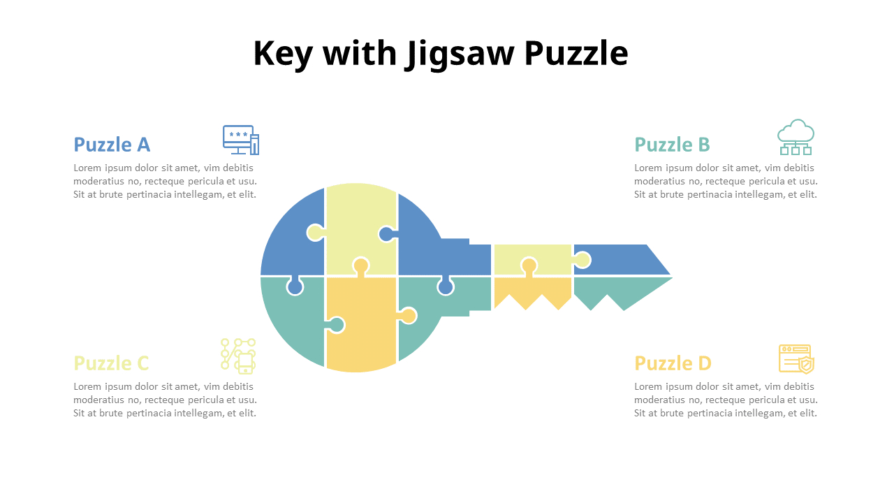 Key and Pencil Puzzle Infographic Diagram