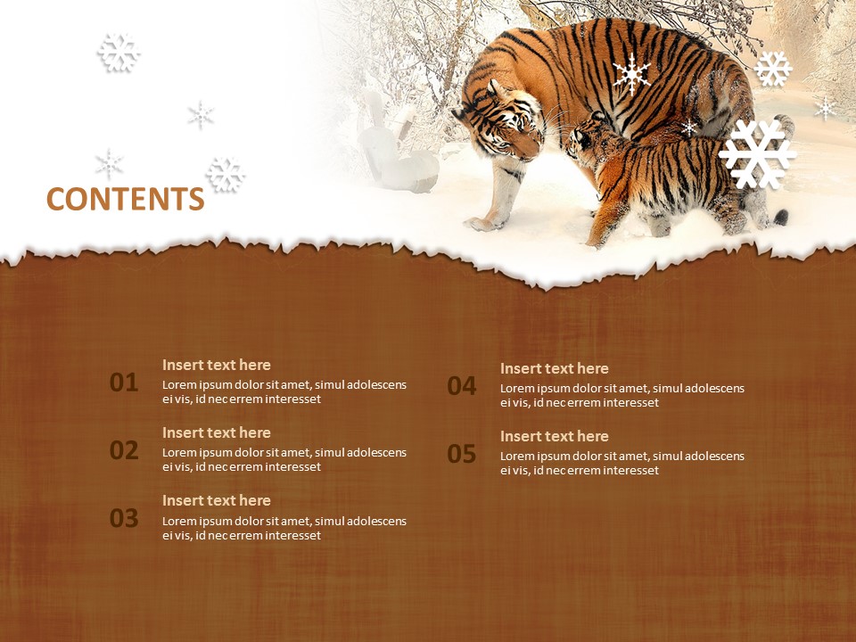 A Tiger on a Snowcovered Mountain - Free PPT Sample