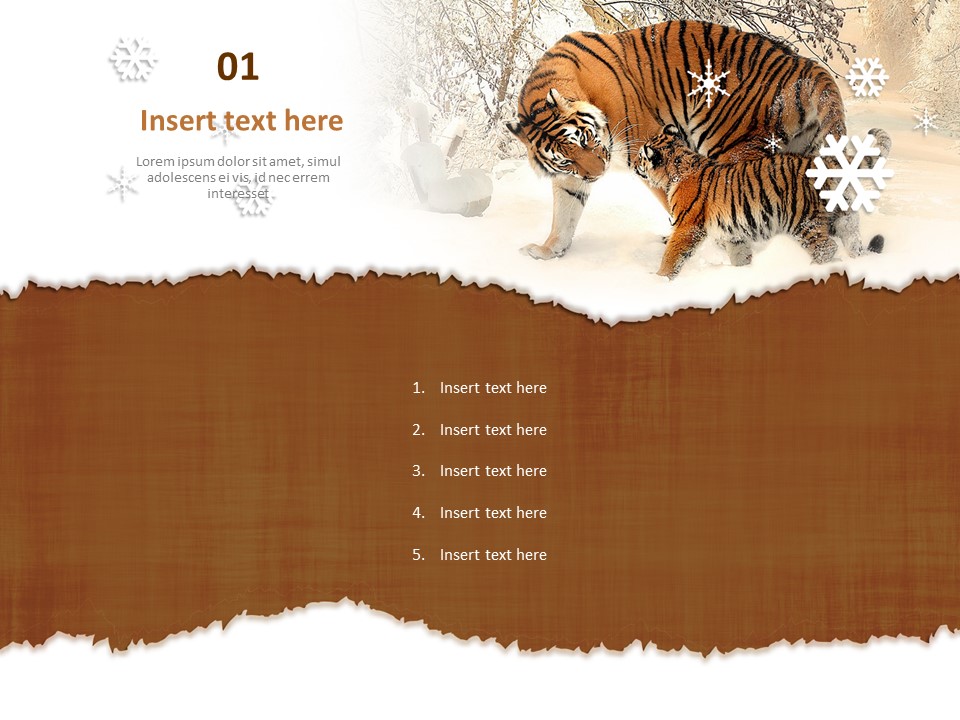 A Tiger on a Snowcovered Mountain - Free PPT Sample
