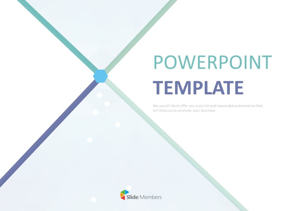 Free Powerpoint Template - Blue Lines and Hexagonal Snowflake