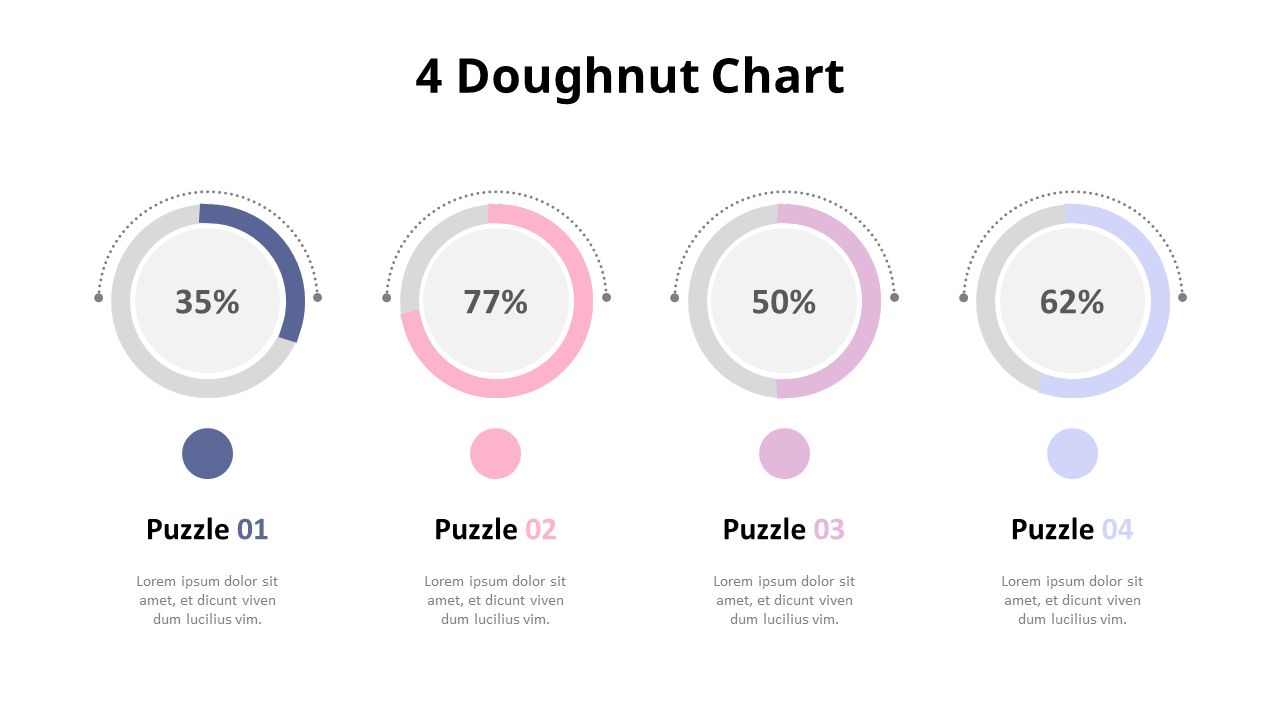 Pastel Tone Doughnut Chart Diagram Set