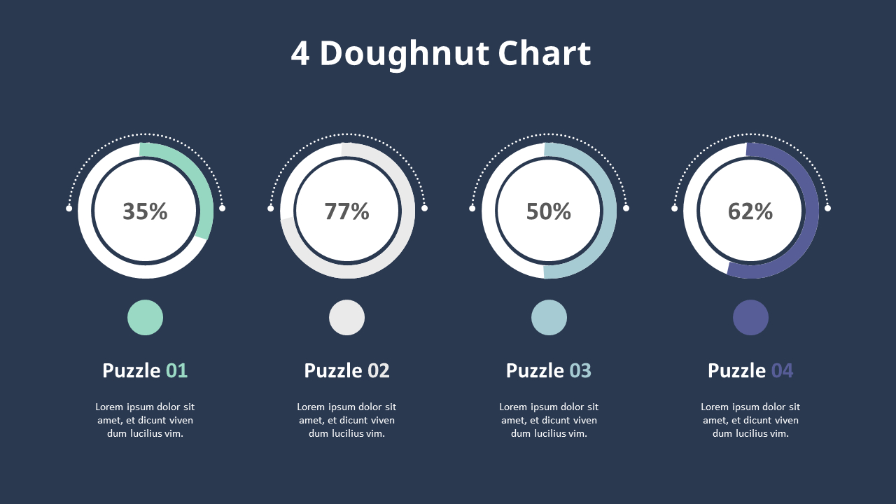 Pastel Tone Doughnut Chart Diagram Set