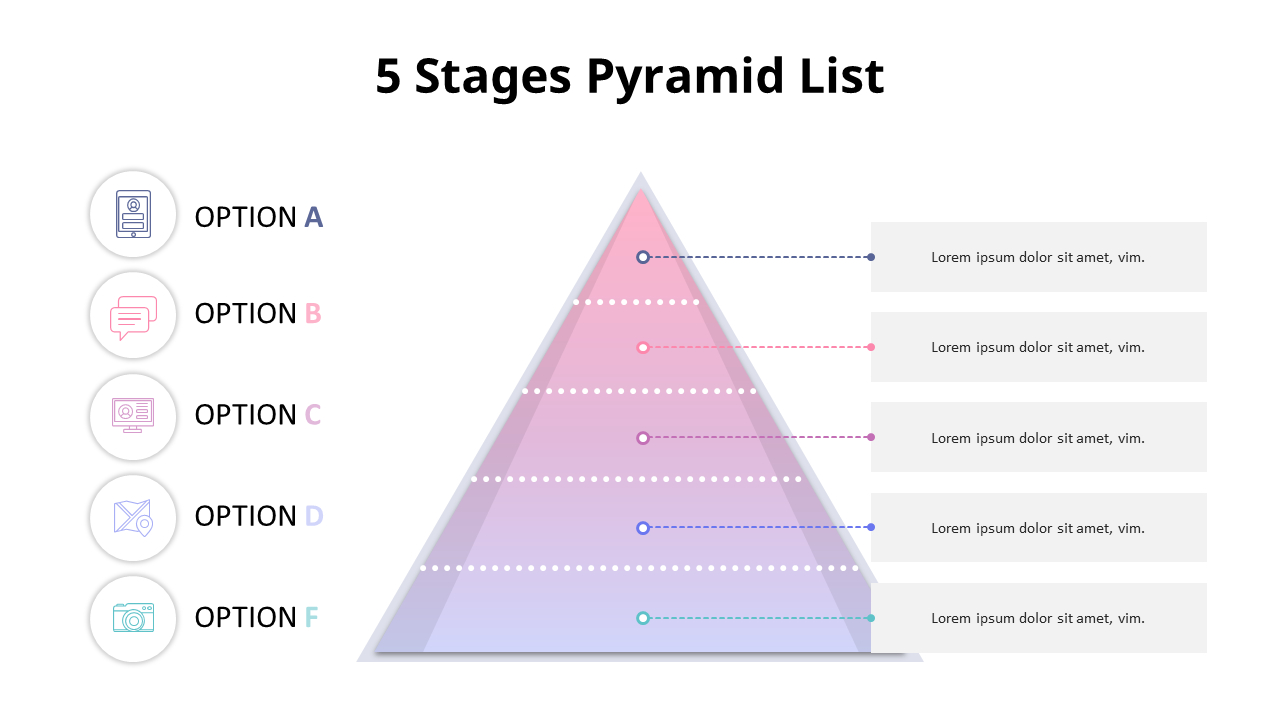 Pastel Tone Pyramid List Diagram