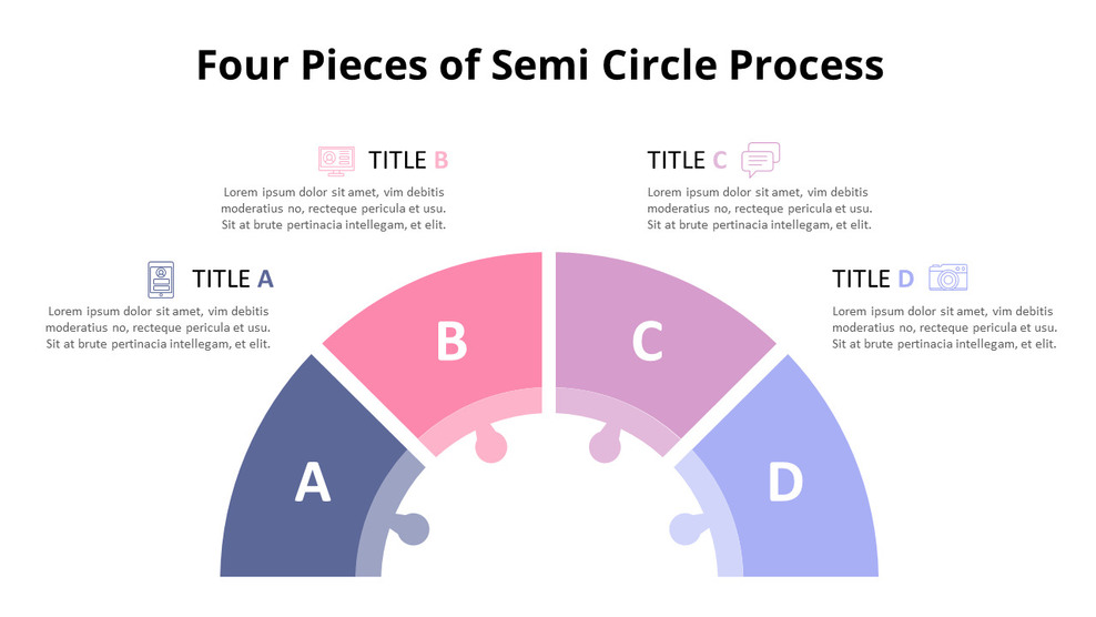 Pastel Tone Semi-Circle Process Puzzle Diagram