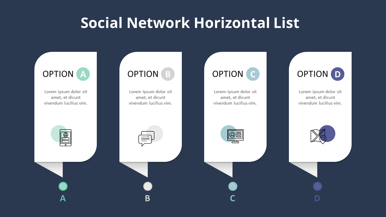 Social Network Horizontal List Diagram