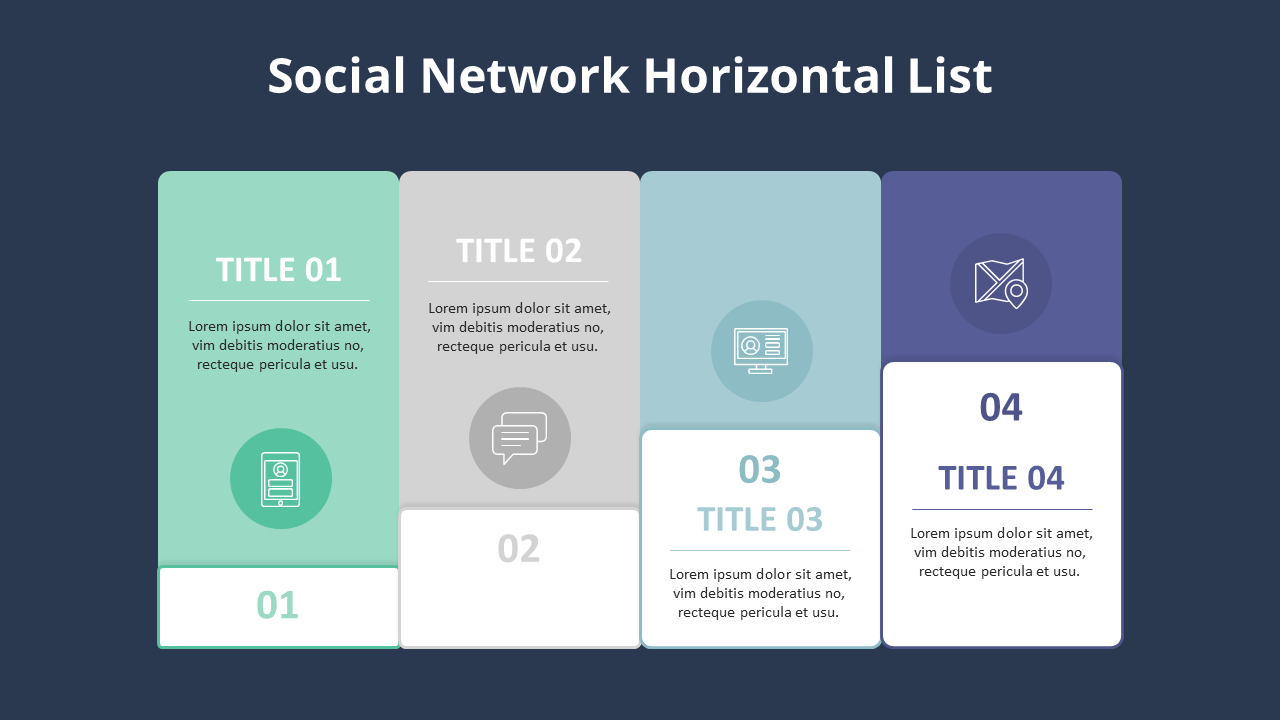 Social Network Horizontal List Diagram