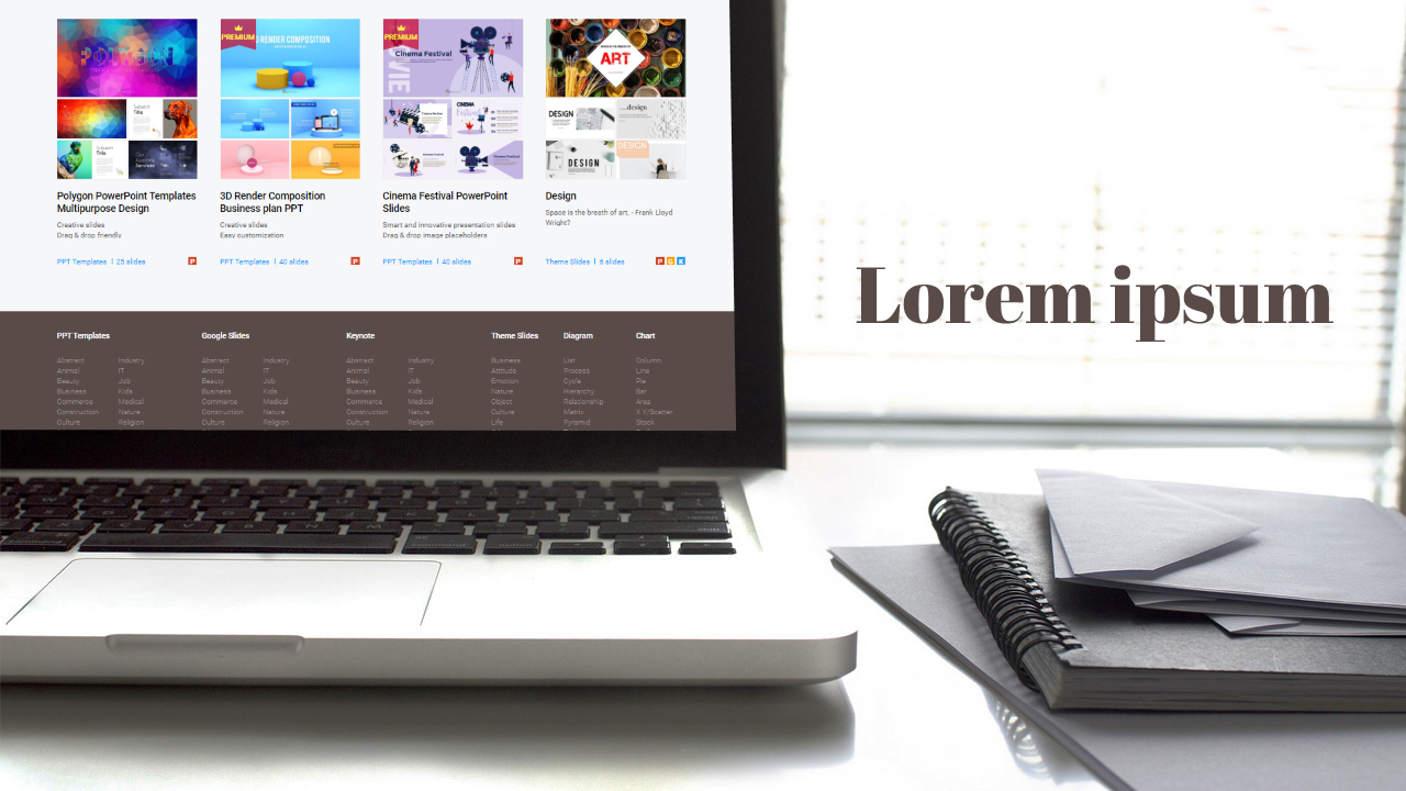 Office Laptop Mockup Template Powerpoint