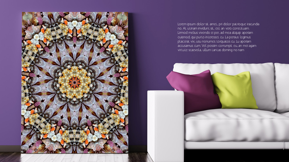 Red, Bora Color Art wall Mockup PPT