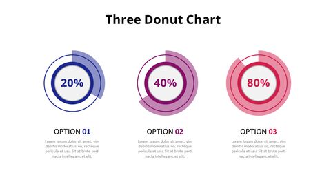 Three Steps Progress Doughnut Graph Chart Diagram
