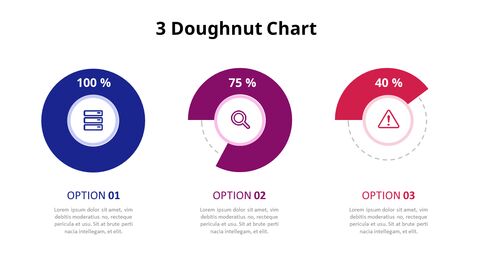 Three Steps Progress Doughnut Graph Chart Diagram