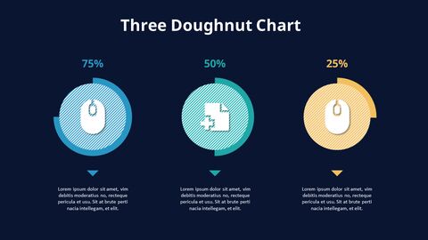 Three Steps Progress Doughnut Graph Chart Diagram
