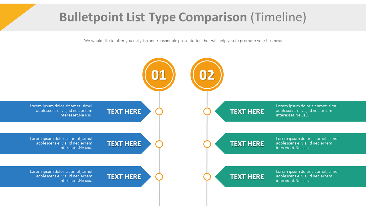 Bulletpoint List Type Comparison Diagram (Timeline)