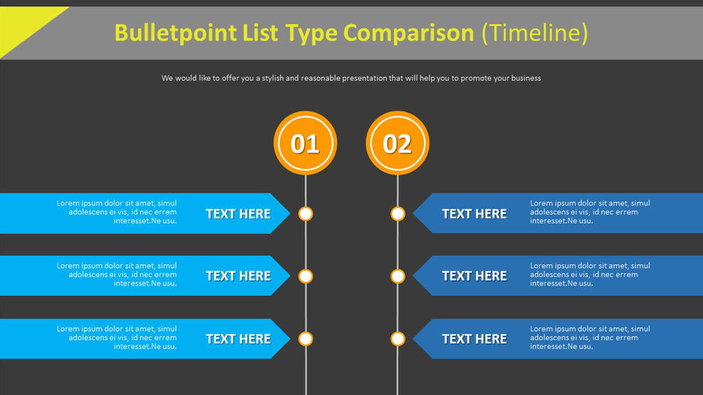 Bulletpoint List Type Comparison Diagram (Timeline)