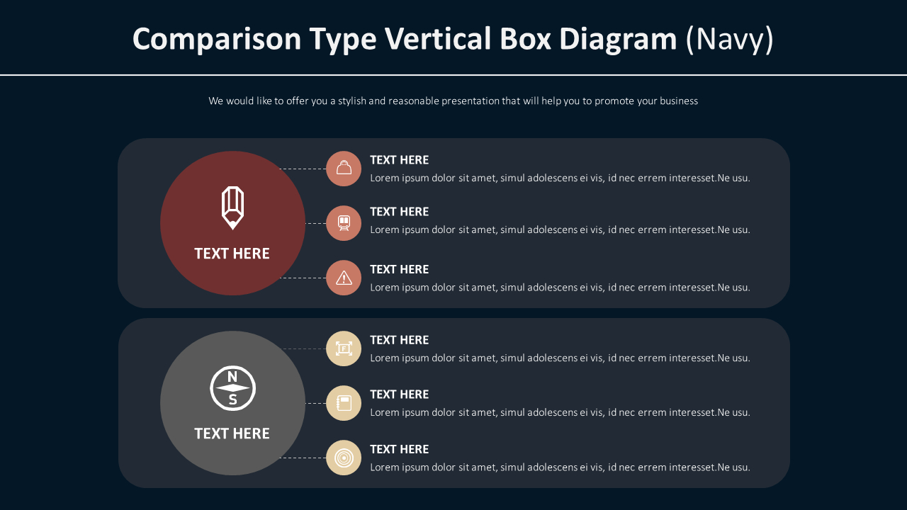 Comparison Type Vertical Box Diagram (Navy)