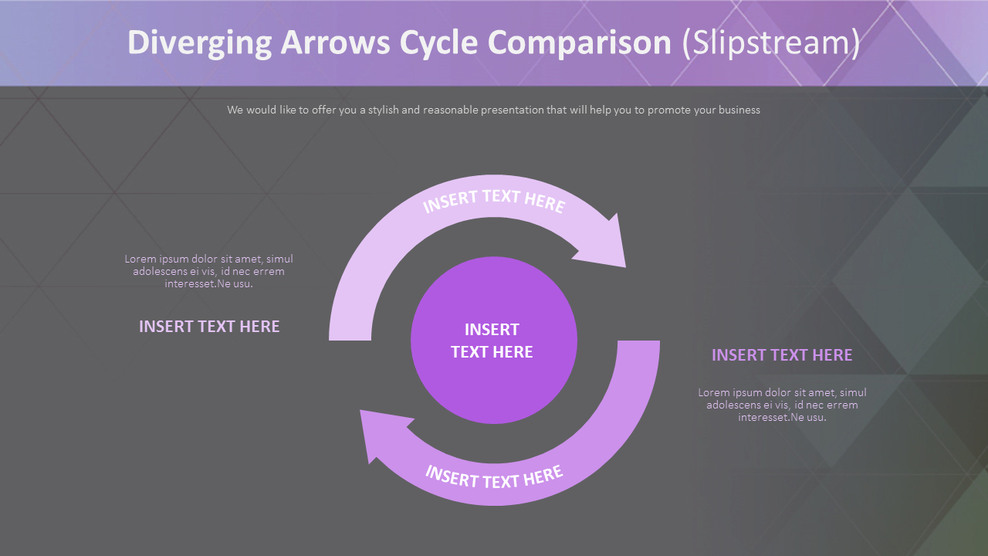 Diverging Arrows Cycle Comparison Diagram (Slipstream)|Process