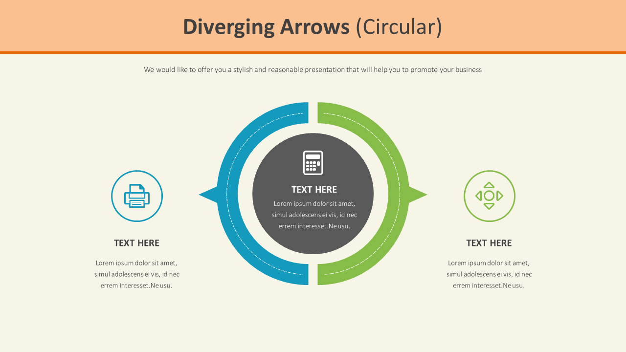 Diverging Arrows Diagram (Circular)|Relationship