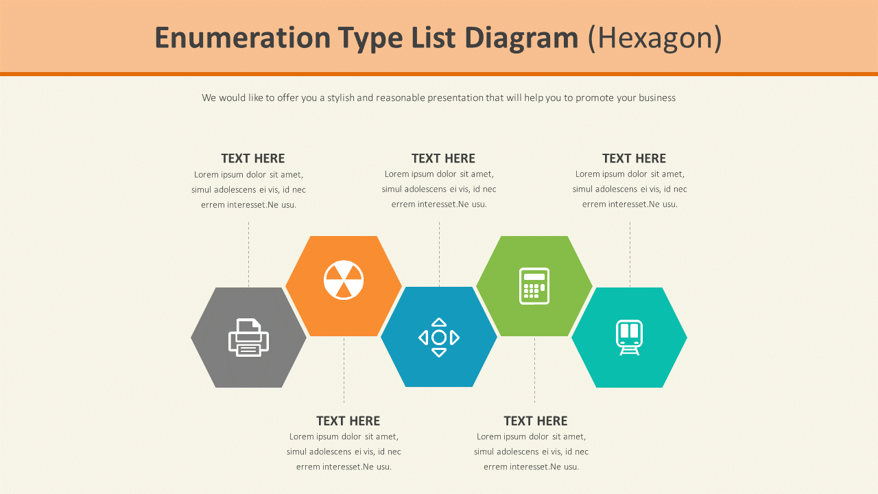 Diagrama de lista de tipos de enumeración (hexagonal)