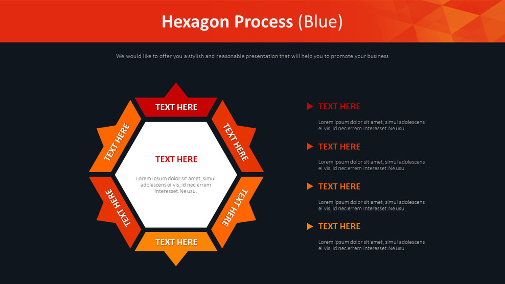 Hexagon Process Diagram (Blue)|List