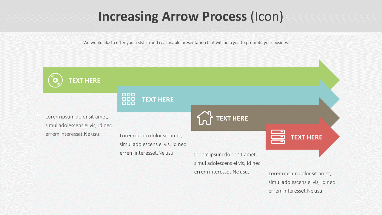 Increasing Arrow Process Diagram (Icon)