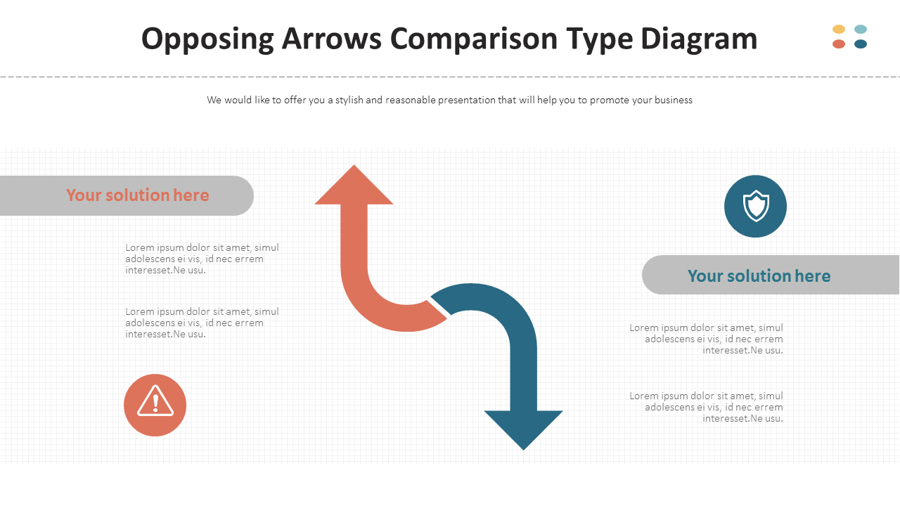 Opposing Arrows Comparison Type Diagram|Relationship