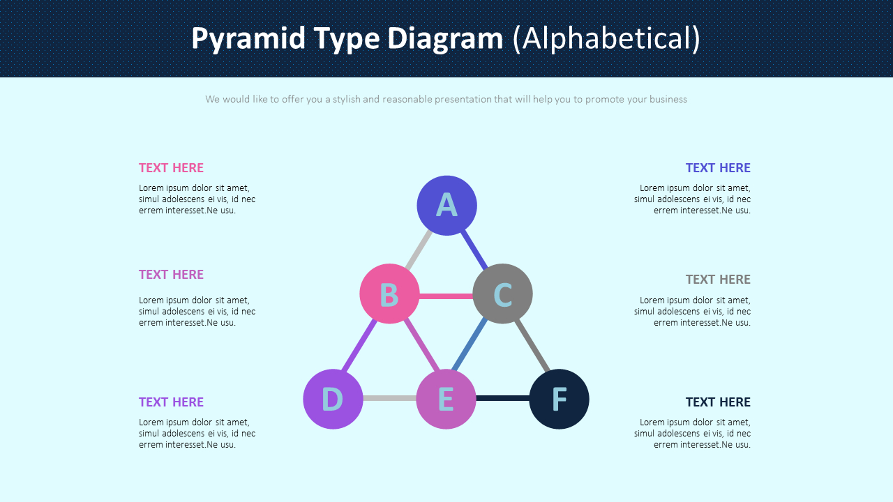 Pyramid Type Diagram (Alphabetical)