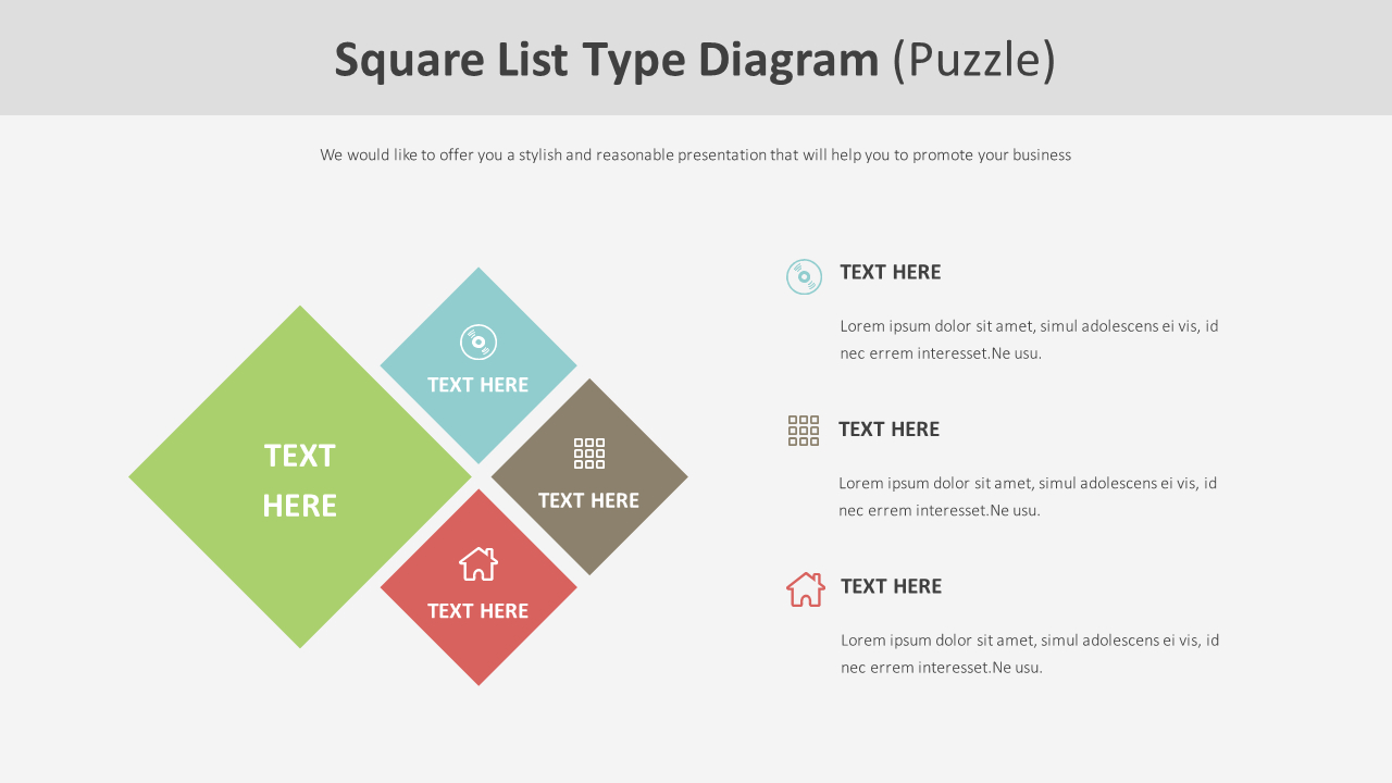 Square List Type Diagram (Puzzle)
