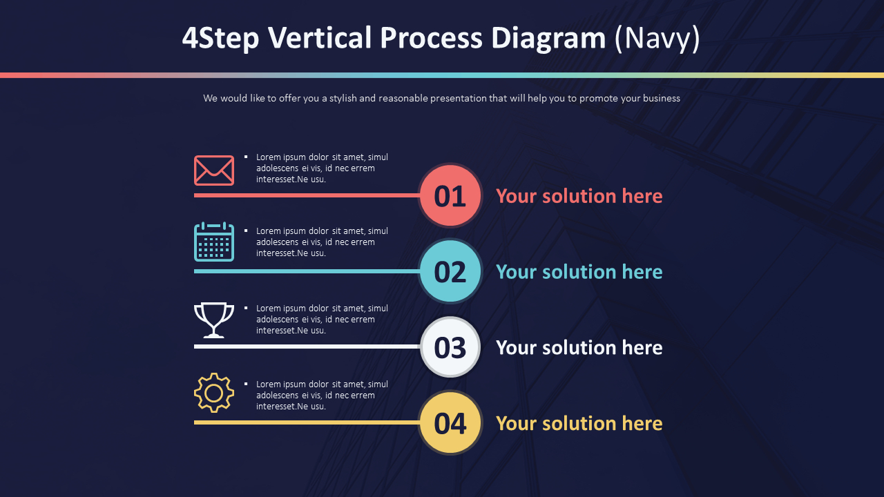 4 Step Vertical Process Diagram (Navy)