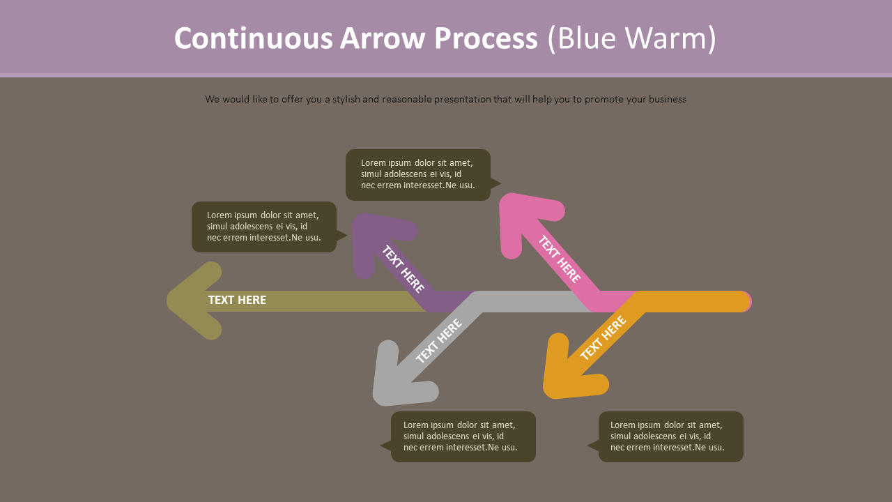 Continuous Arrow Process Diagram (Blue Warm)