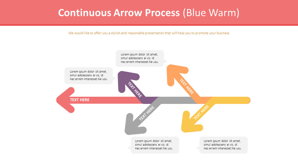 Continuous Arrow Process Diagram (Blue Warm)