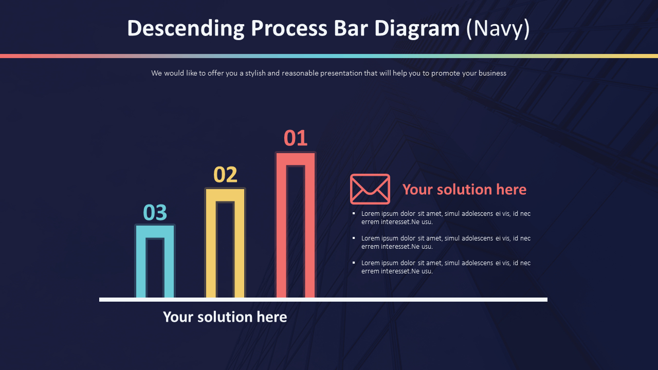 Descending Process Bar Diagram (Navy)