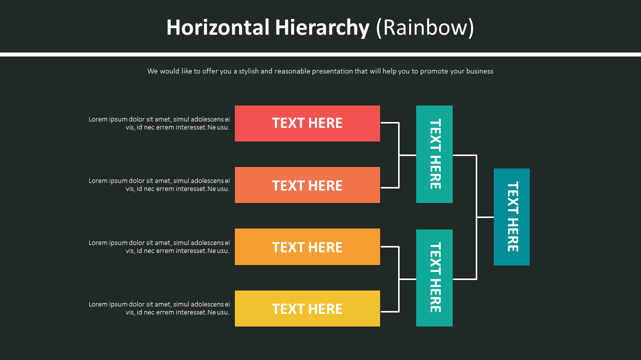 Horizontal Hierarchy Diagram (Rainbow)