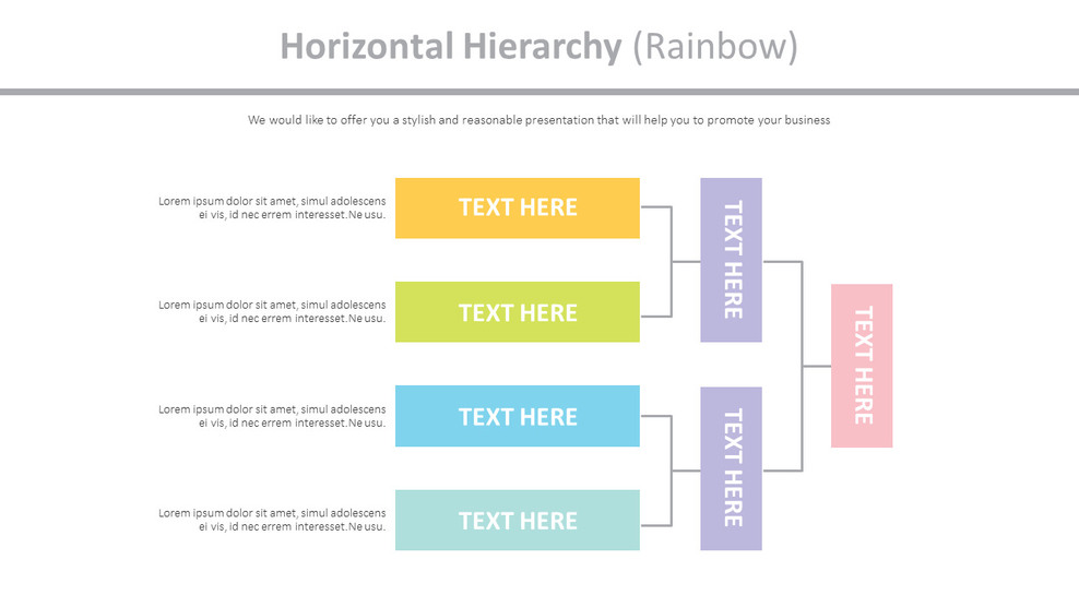 Horizontal Hierarchy Diagram (Rainbow)