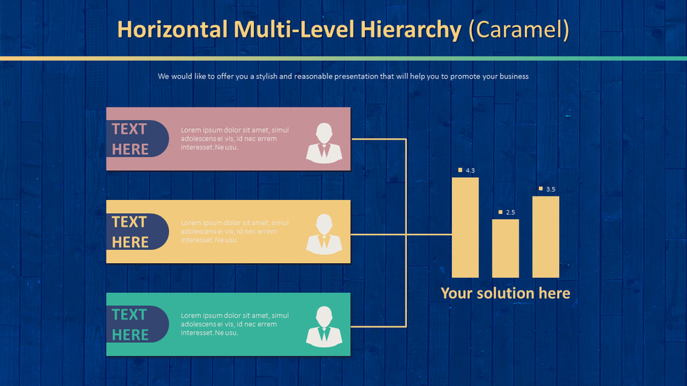 Horizontal Multi-Level Hierarchy Diagram (Caramel)
